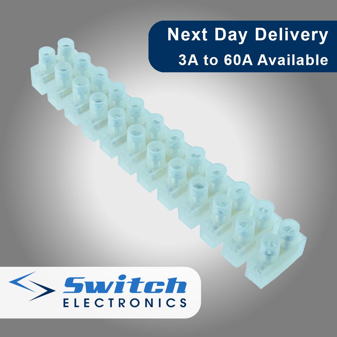 12-Way Terminal Blocks Strip Connector 3A 6A 10A 15A 30A 60A Choc Block ...