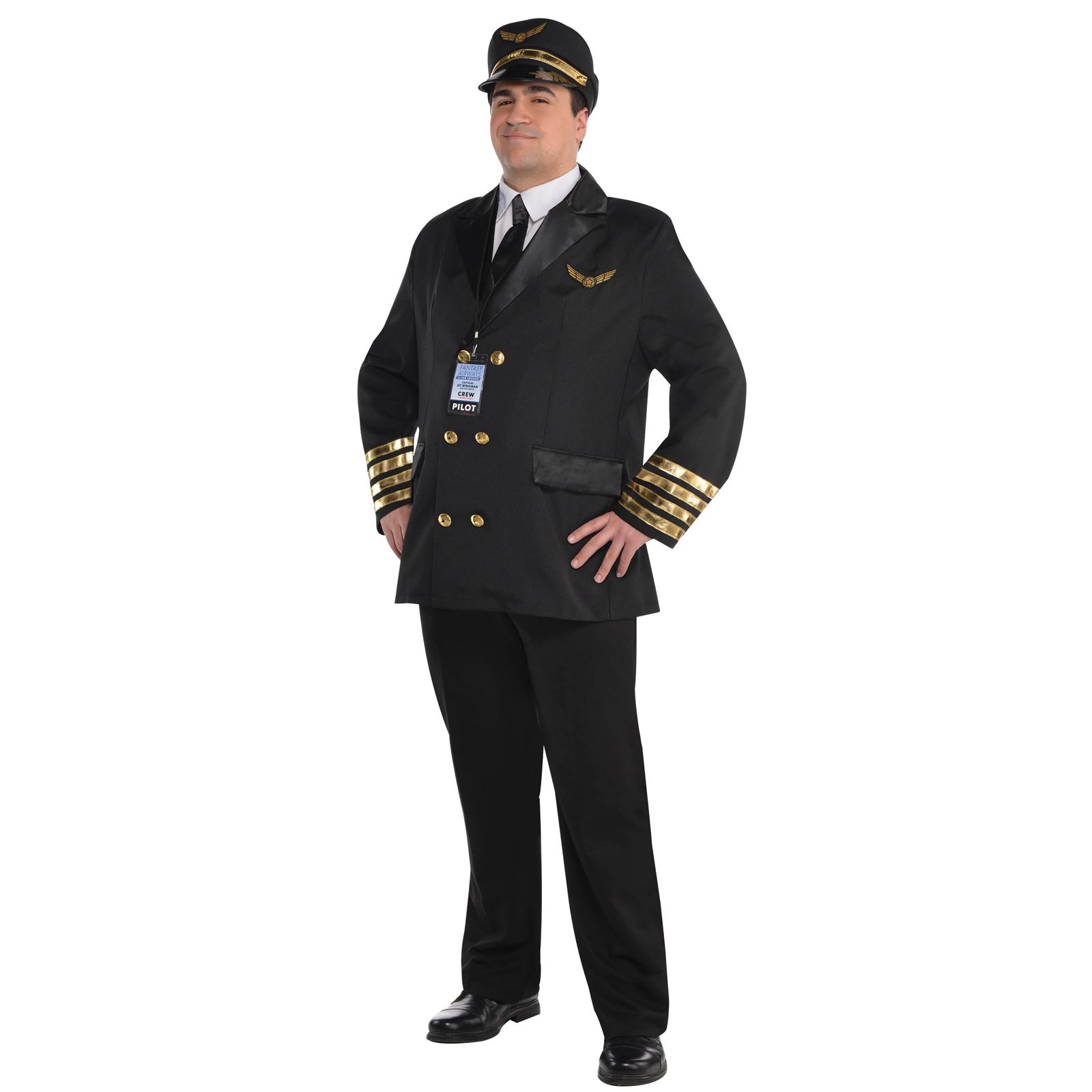 Mens Airline Pilot Fancy Dress Stag Costume Uniform Captain Mile High ...
