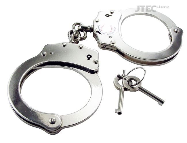 REAL HandCuffs NICKEL PLATED Double Lock Police Handcuffs W/ 2 Keys ...