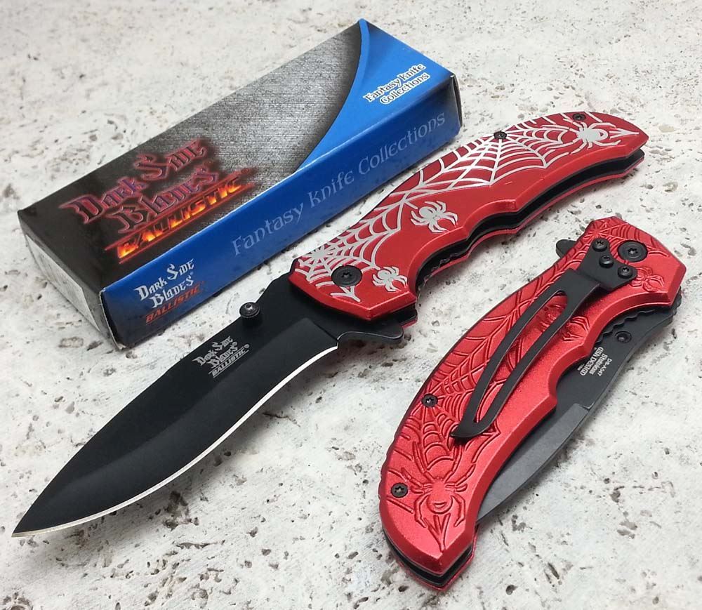 Spider Man 8" Red Spring Assisted Pocket Knife W/ Belt Clip | eBay