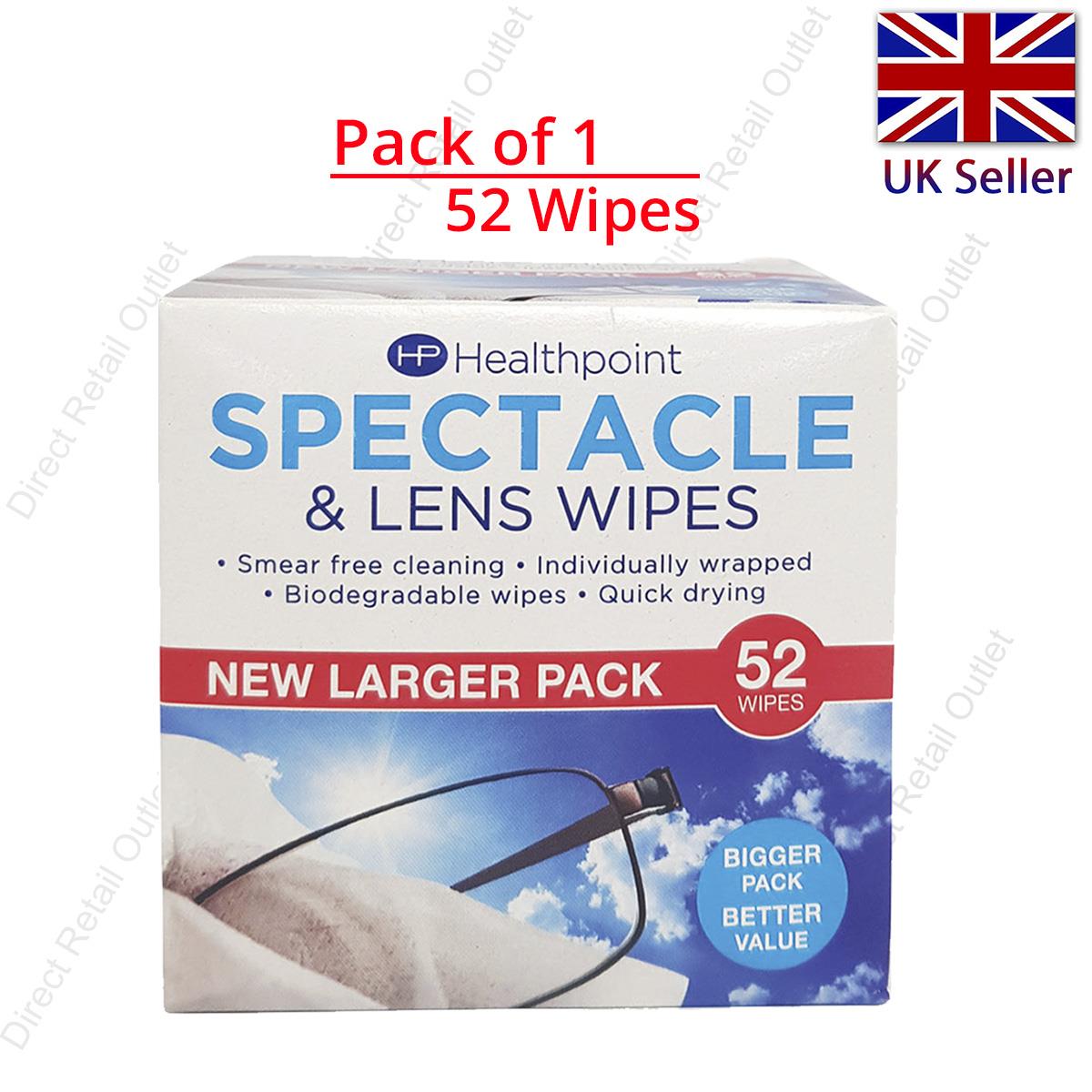 Healthpoint Spectacle Lens cleaning Wipes Glasses Sunglasses Smear Free ...