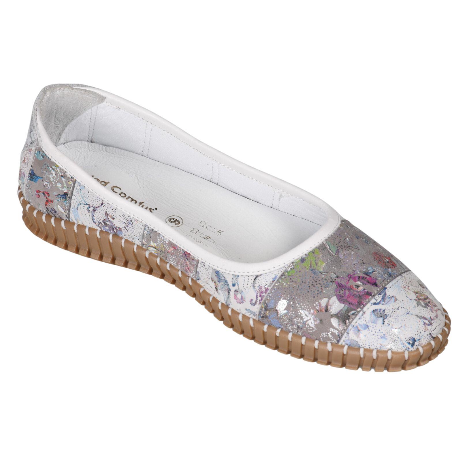 Women Slip on Casual Leather Softie Flat Pump Comfort Padded Ballerina ...