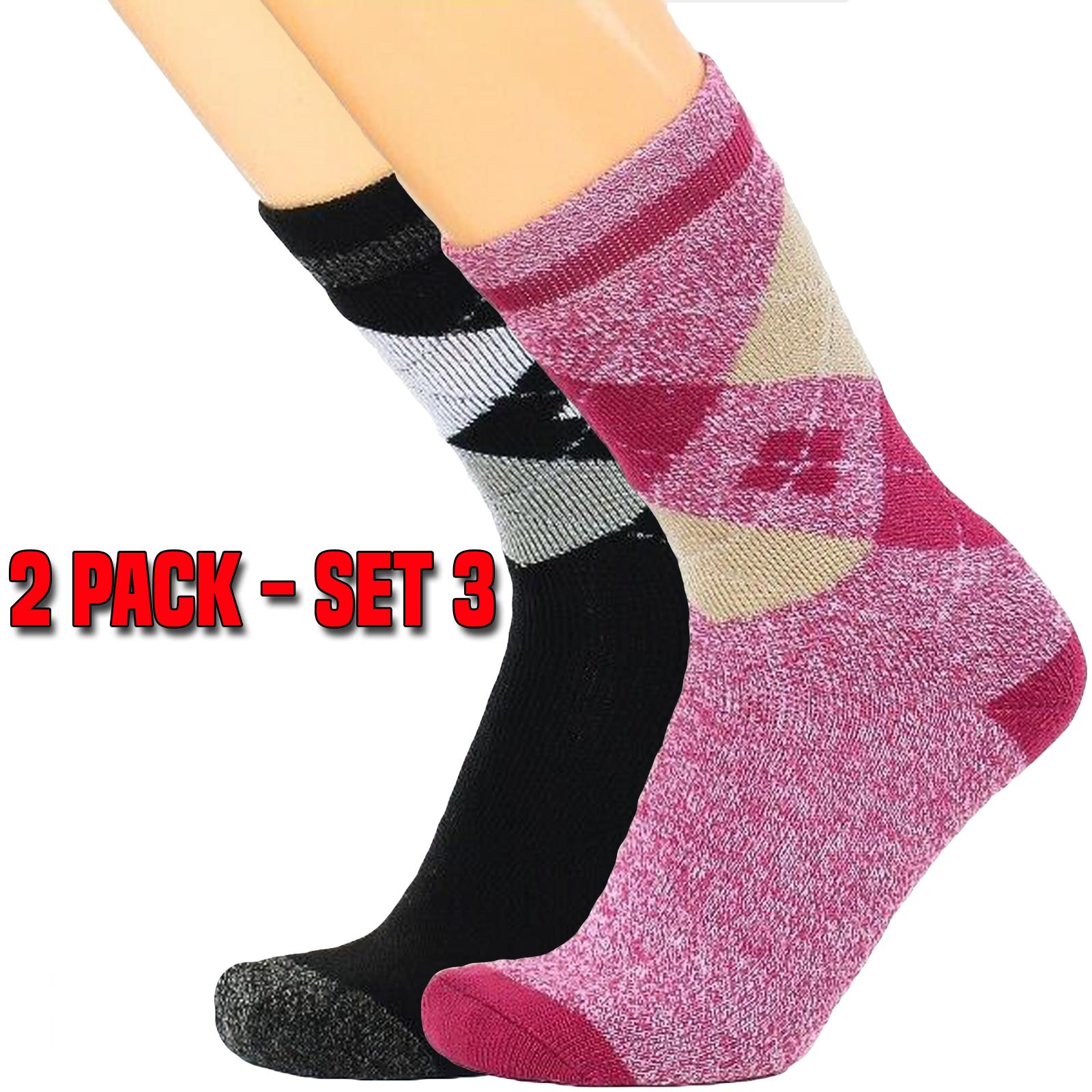 2 Pair Ladies Thermal Socks Women Winter Warm Lightweight Long Comfort ...