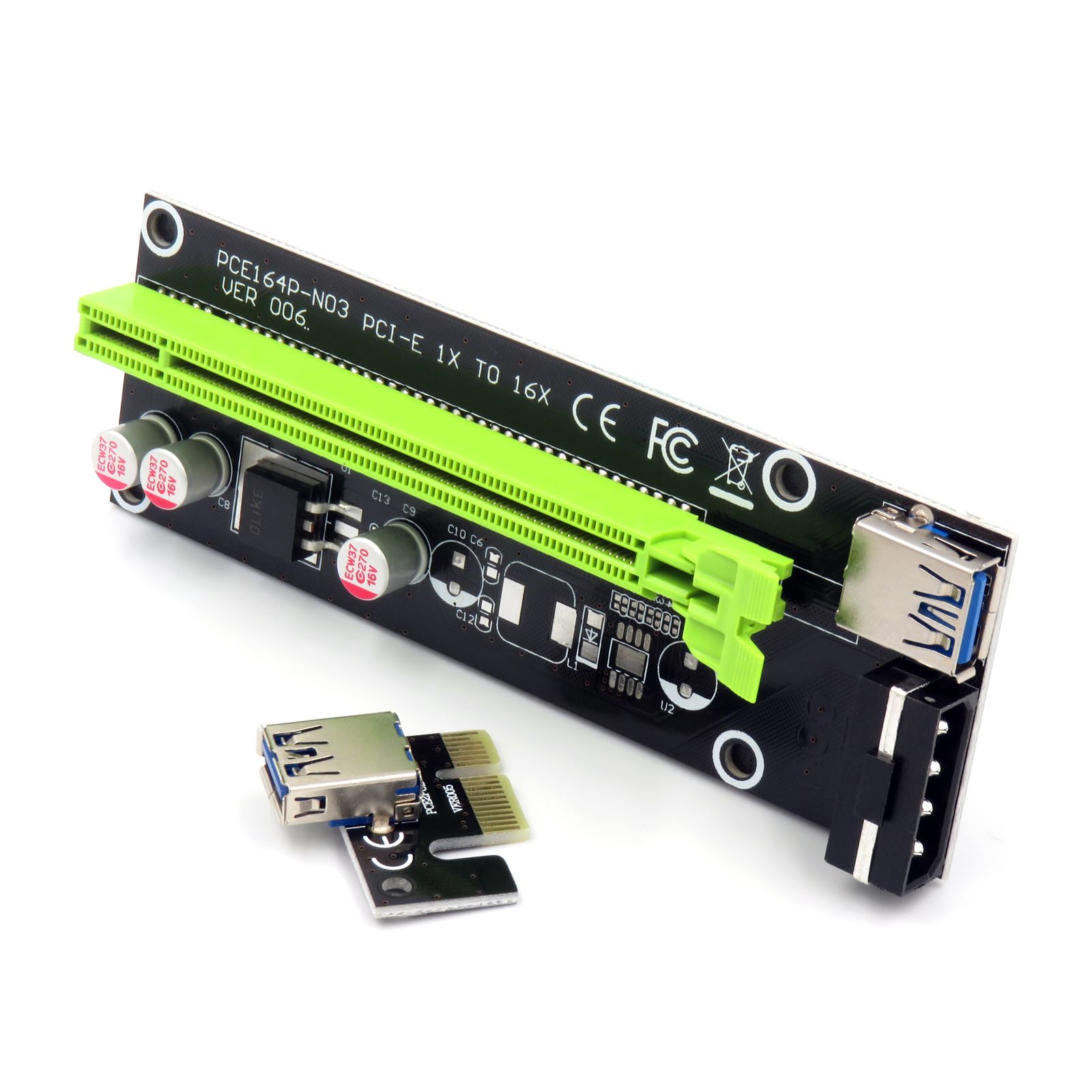 PCI-E 1x to 16x Powered USB3.0 GPU Riser Extender Adapter Card Ethereum ...