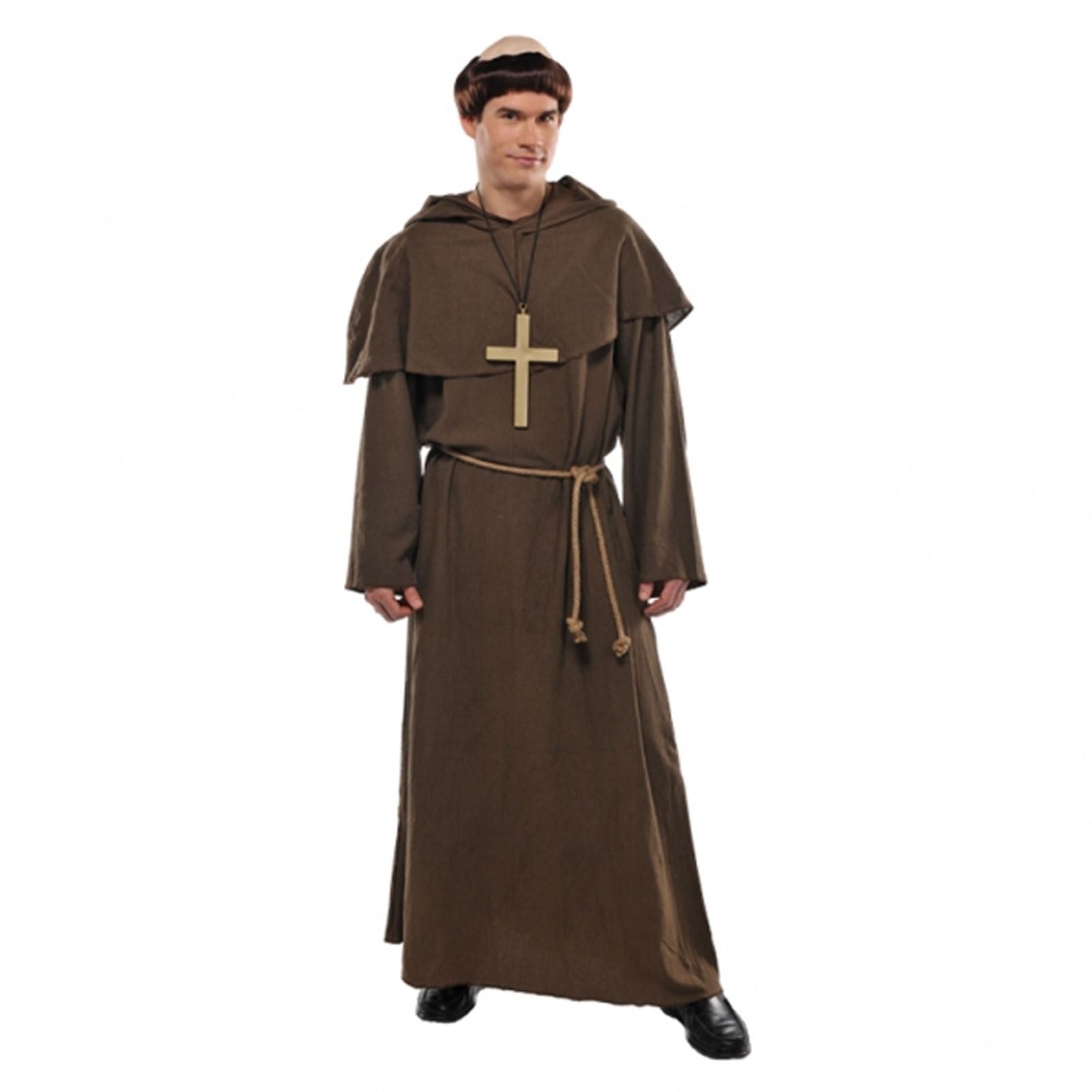 Mens Friar Tuck Robin Hood Monk Priest Fancy Dress Costume + Wig ...