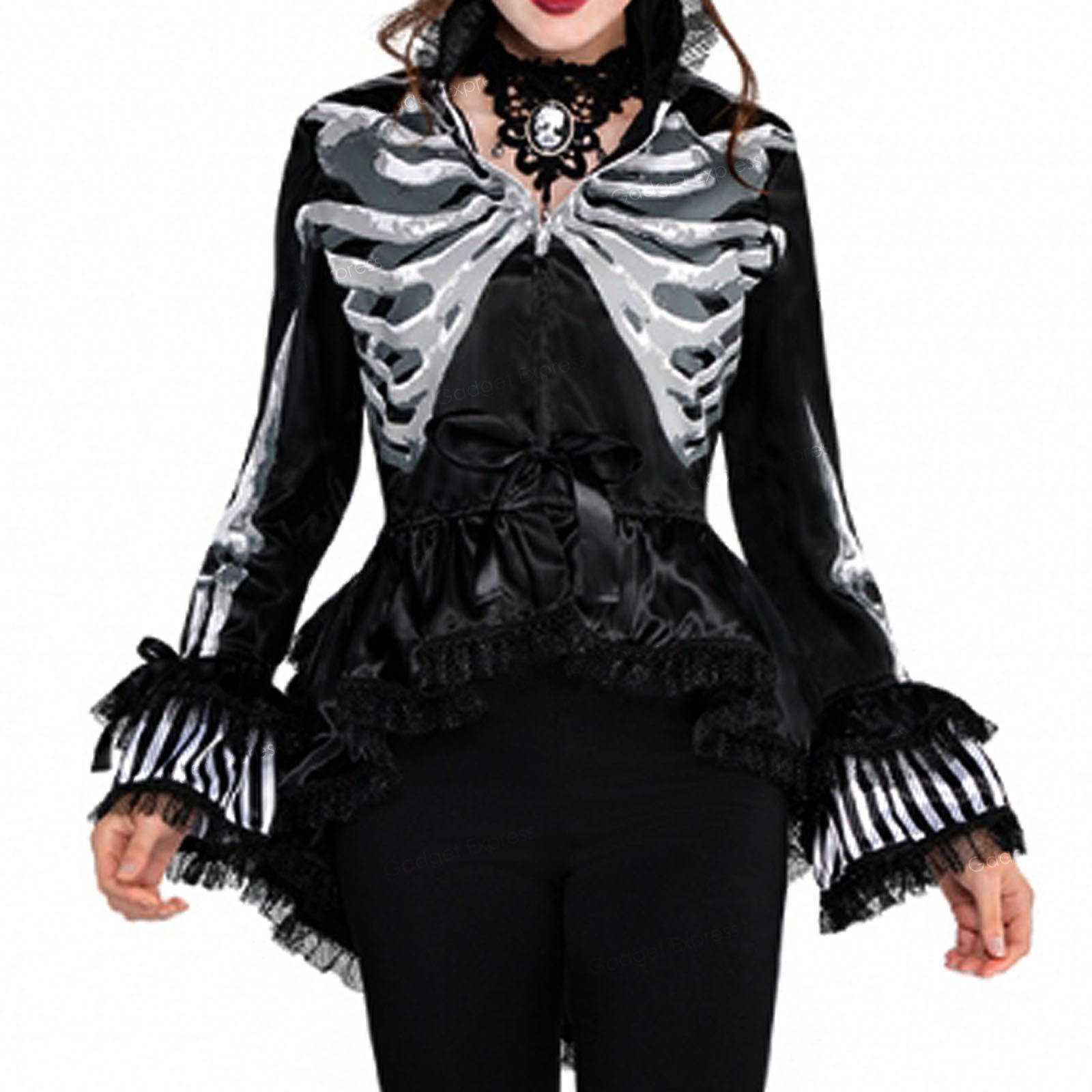 Ladies Steampunk Skeleton Bones Jacket Blazer Pirate Victorian ...