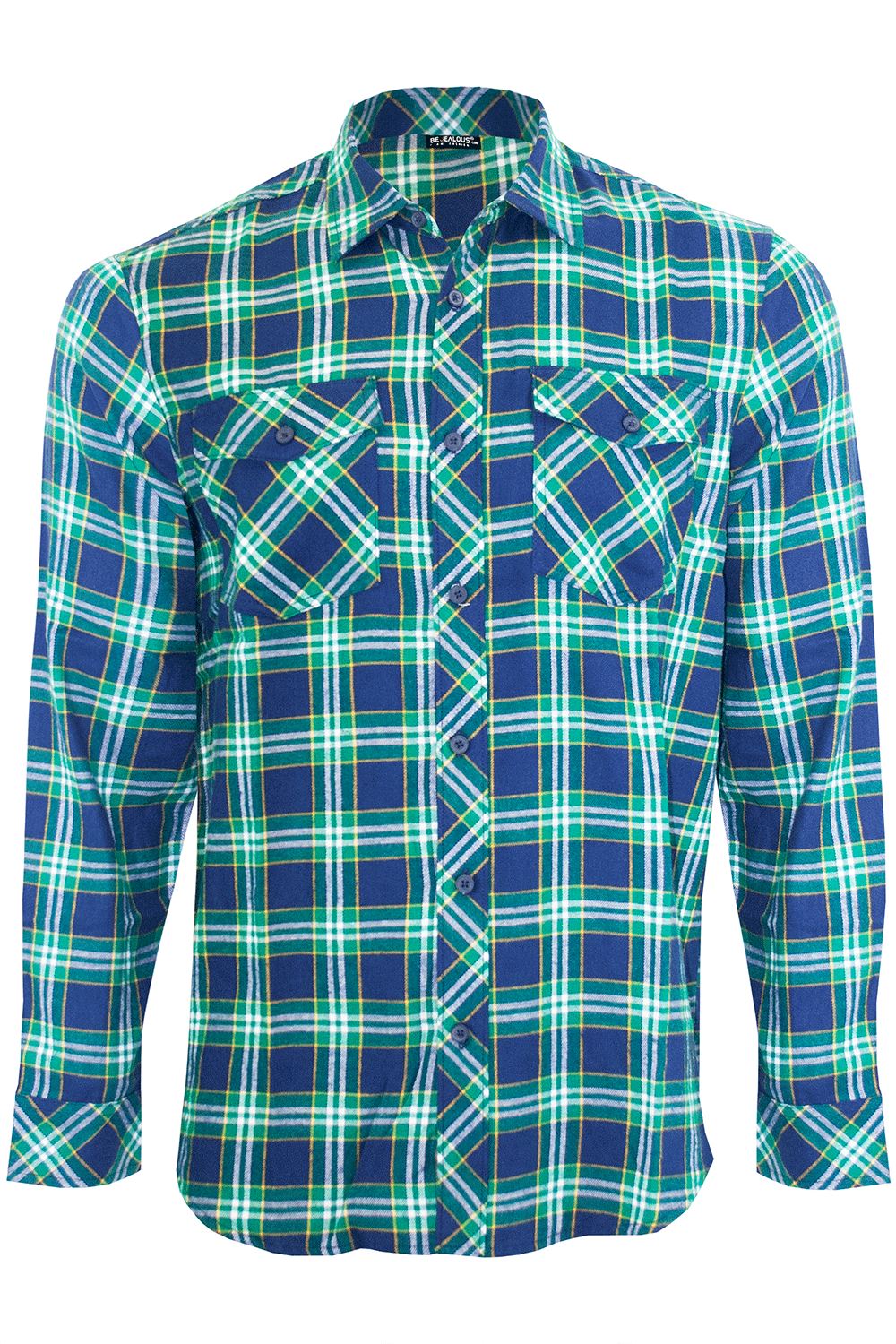 Mens Checked Collared Long Sleeve Casual Front Pockets Warm Slim Fit mens-checked-collared-long-sleeve-casual-front-pockets-warm-slim-fit