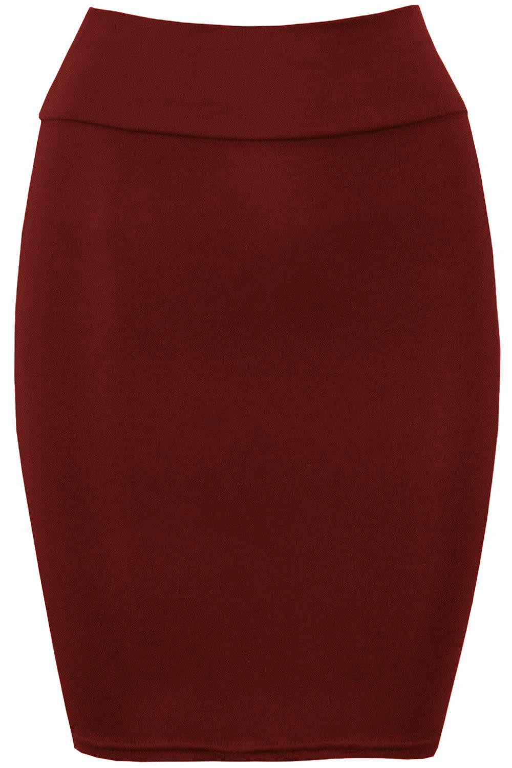 Ladies Womens Bandage Plain High Waisted Pencil Slim Stretchy Bodycon