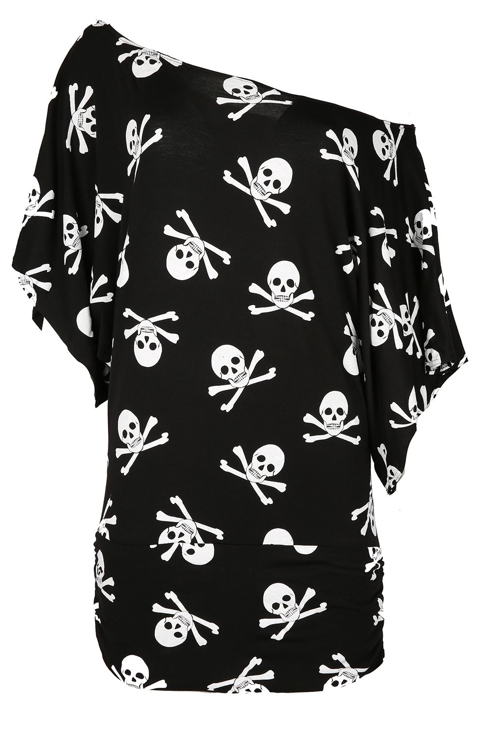 Women Ladies Floral Printed Off The Shoulder Batwing Baggy Side Ruched women-ladies-floral-printed-off-the-shoulder-batwing-baggy-side-ruched