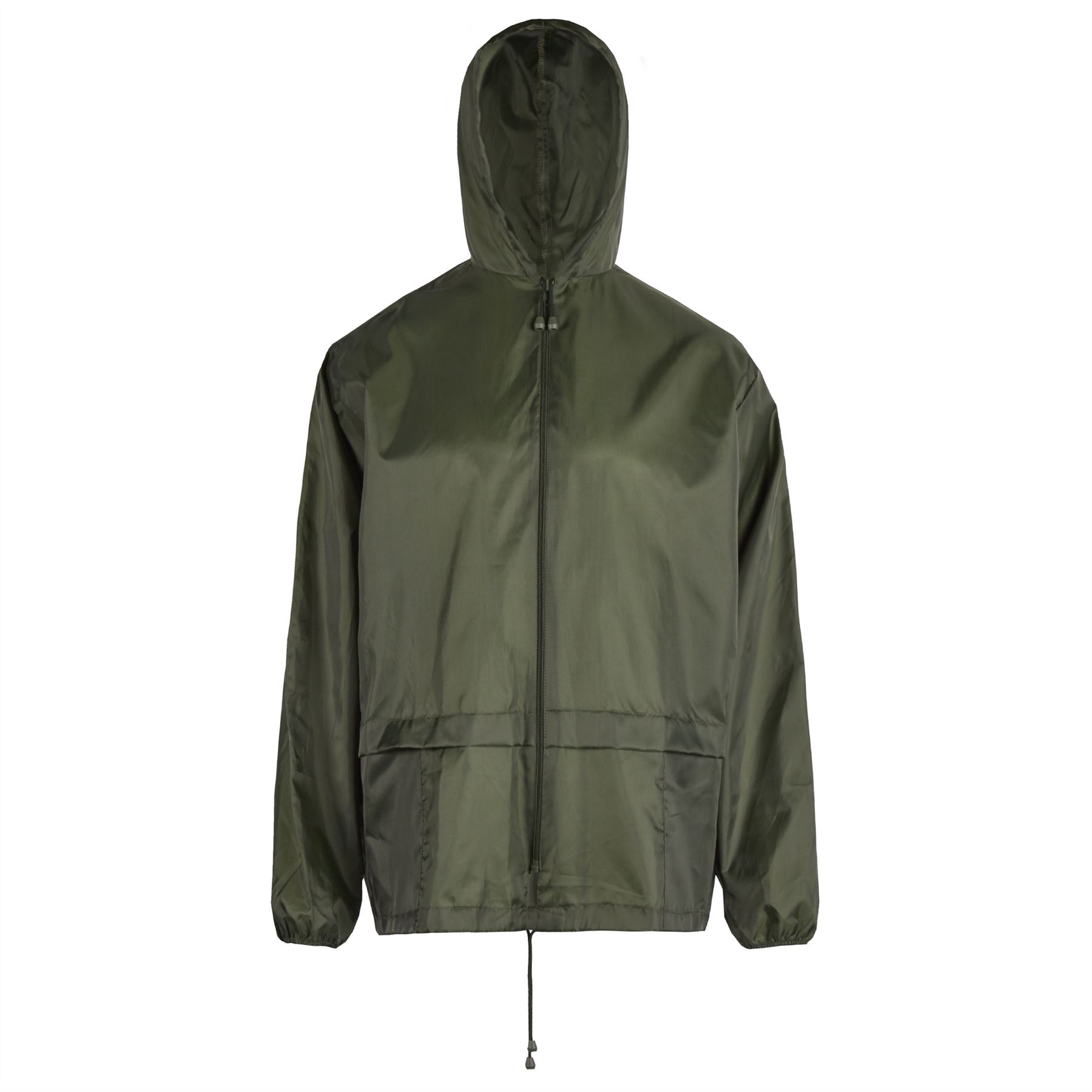 Unisex Plain Rain Coat Mac Kagoul Jacket Water Resistant Hooded Cagoul ...