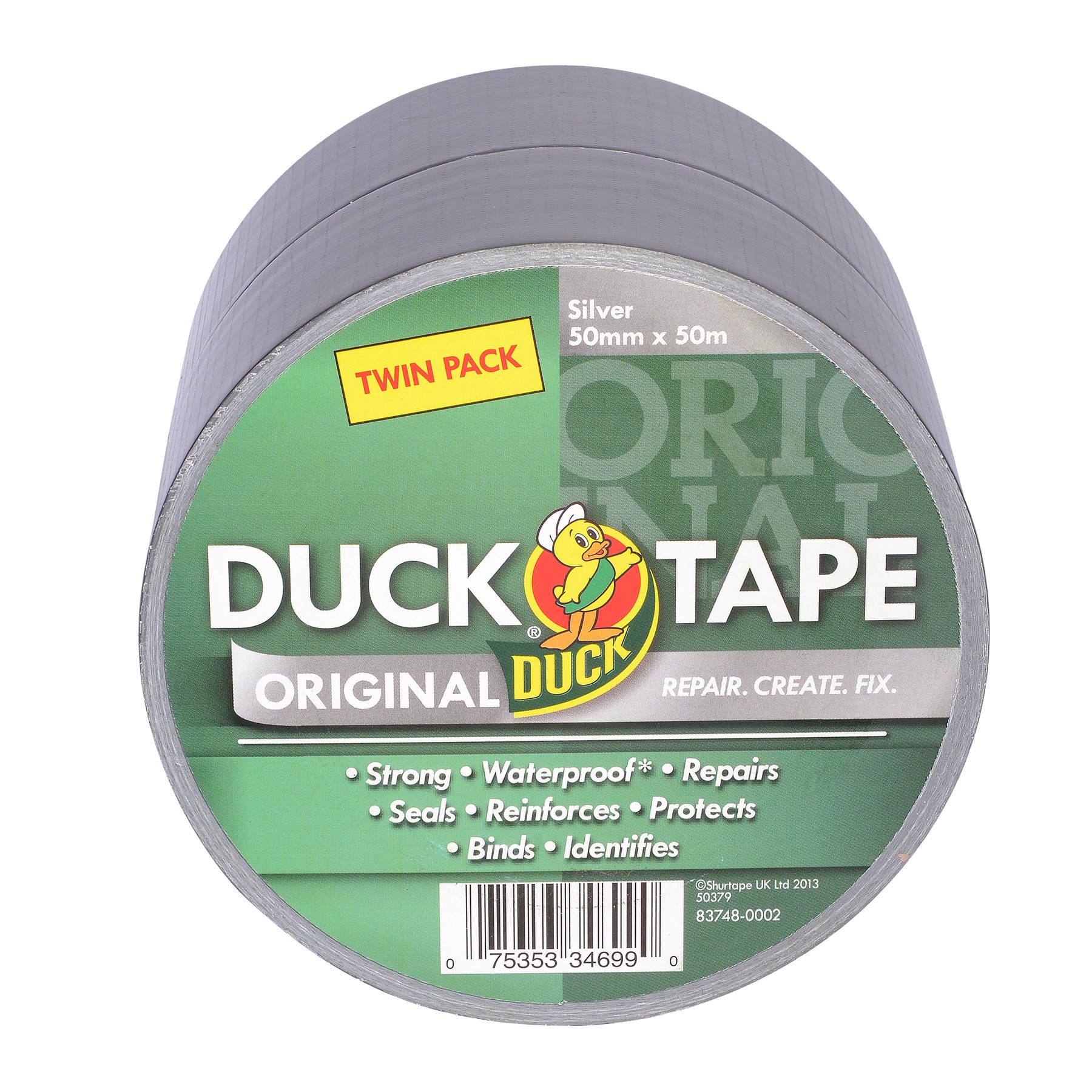 Duck Tape Original Silver 50mm x 50m 2 Pack 100m (211115)