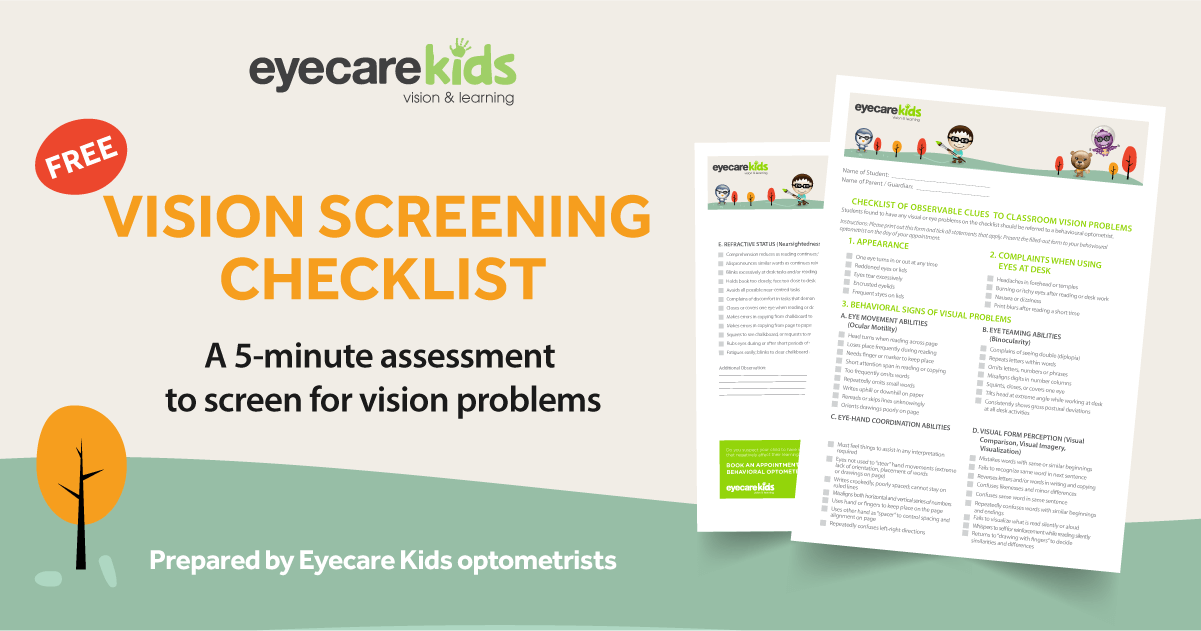 Free Vision Screening Checklist to Use at Home | Eyecare Kids
