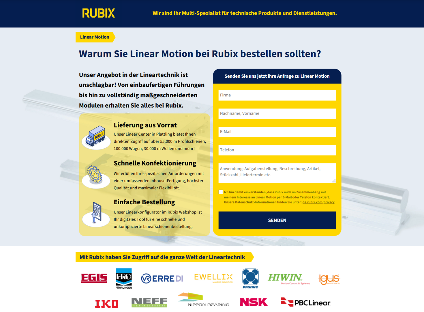 Lineartechnik von Rubix - Leistungsstarke Bevorratung und schnelle Konfektionierung