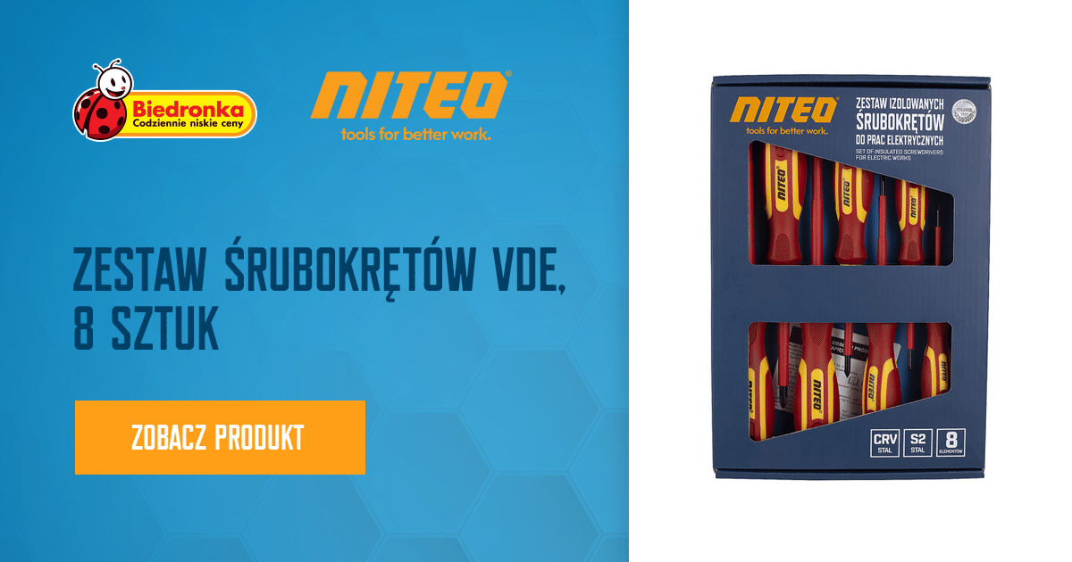 Zestaw śrubokrętów VDE, 8 sztuk marki Niteo | Biedronka