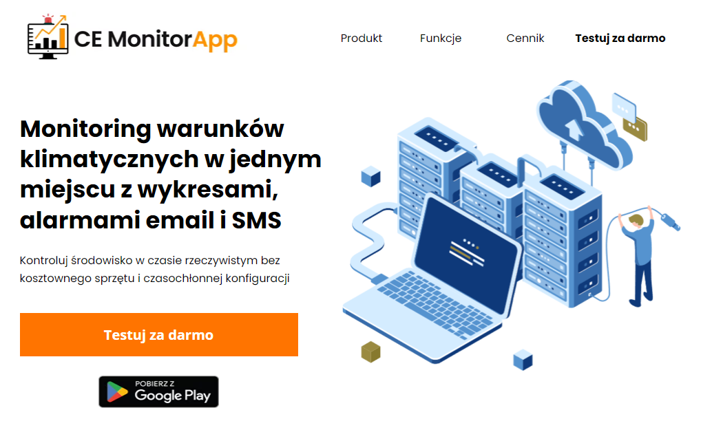 Monitorowanie warunków klimatycznych w jednym miejscu z wykresami, alarmami email i SMS