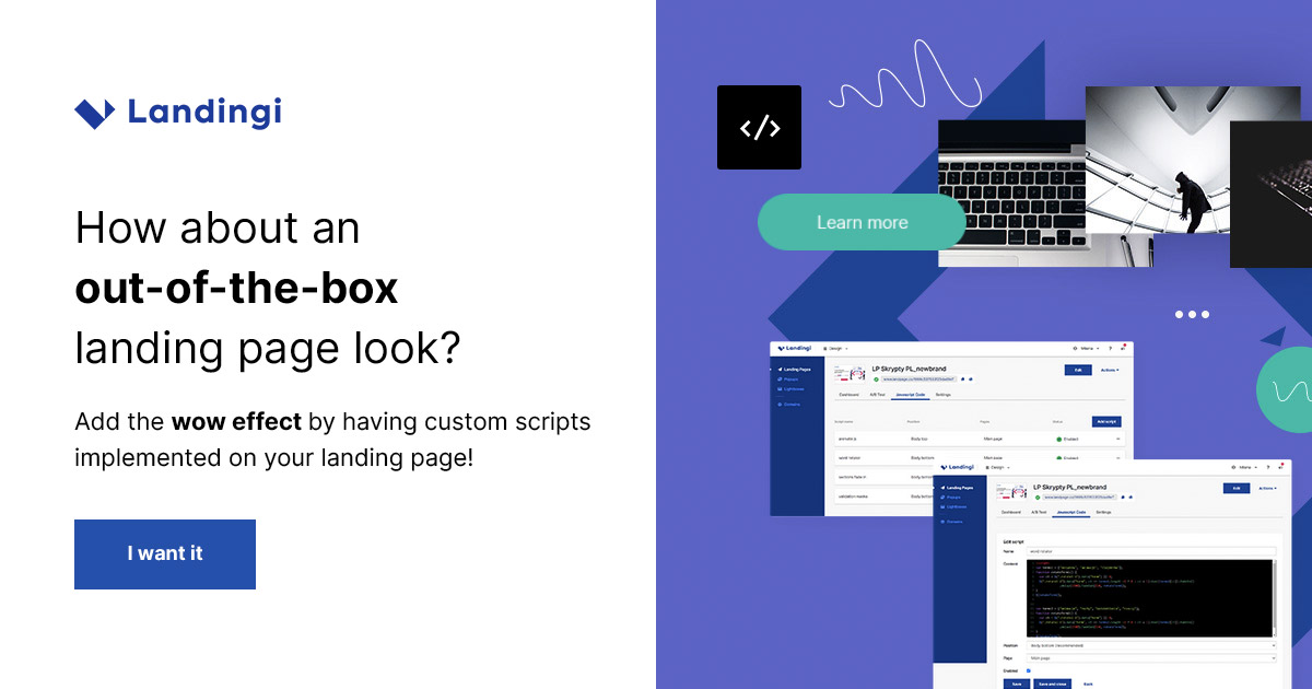 Implementation of Custom Scripts on the Landing Page | Landingi