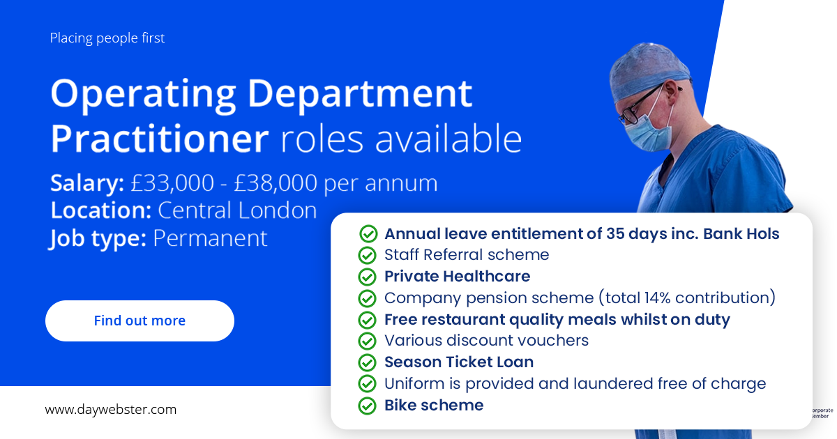 Operating Department Practitioner Odp Central London Private Hospital £33 000 £38 000