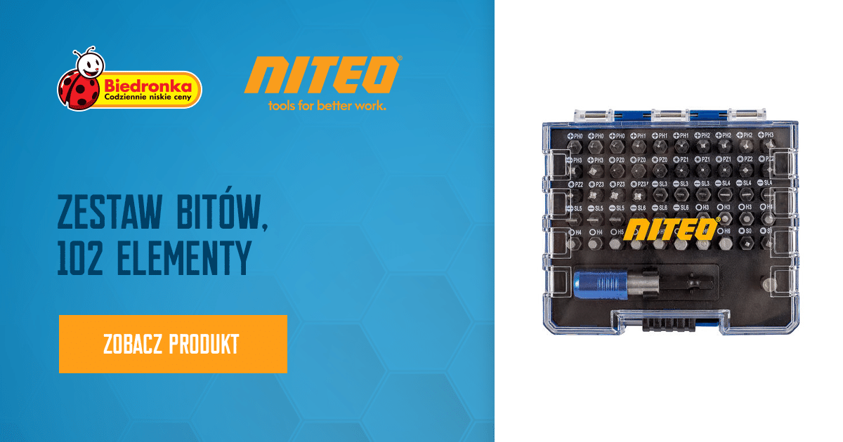 Zestaw bitów Niteo, 102 elementy | Biedronka