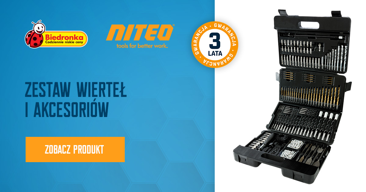 Zestaw wierteł i akcesoriów Niteo | Biedronka