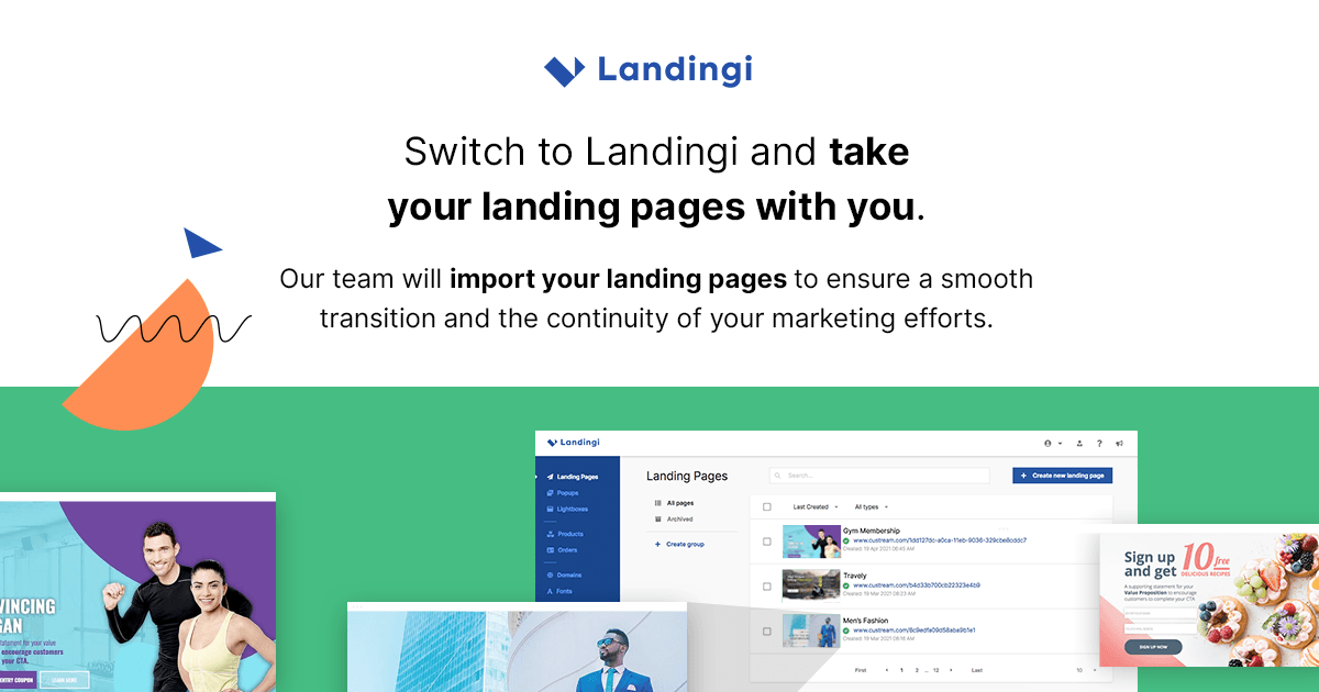 Switch your landing page platform to Landingi. Get 3 imports for free