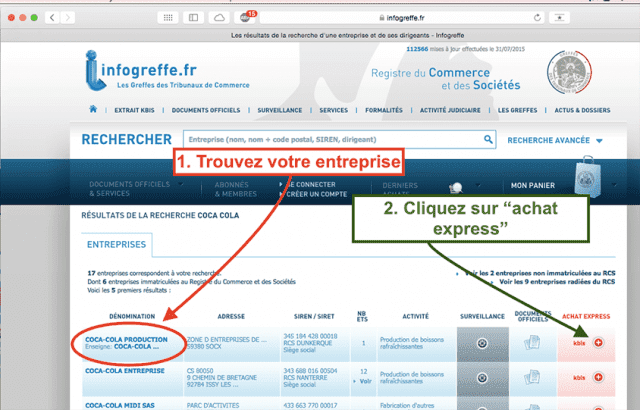 Obtenir un numéro de SIREN/SIRET