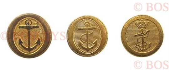 Three Georgian Royal Navy Buttons. These three gilt examples represent ...