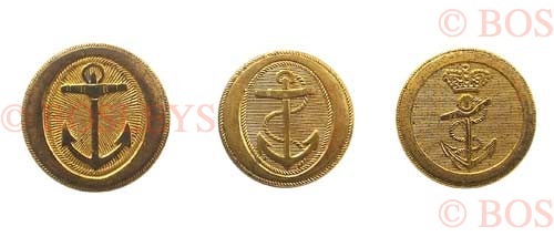 Three Georgian Royal Navy Buttons. These three gilt examples represent ...