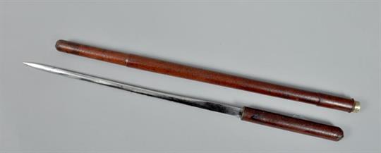 A British Forces swagger stick, (sword stick) bound in leather and by ...