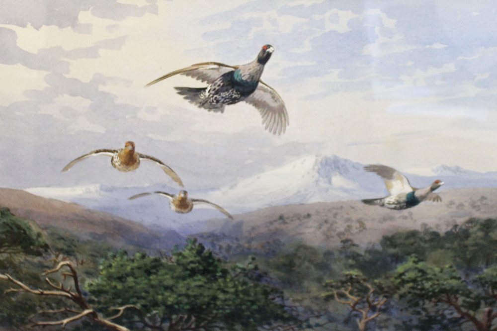 J.C. HARRISON (1898 - 1985) Scottish winter landscape with flying game ...