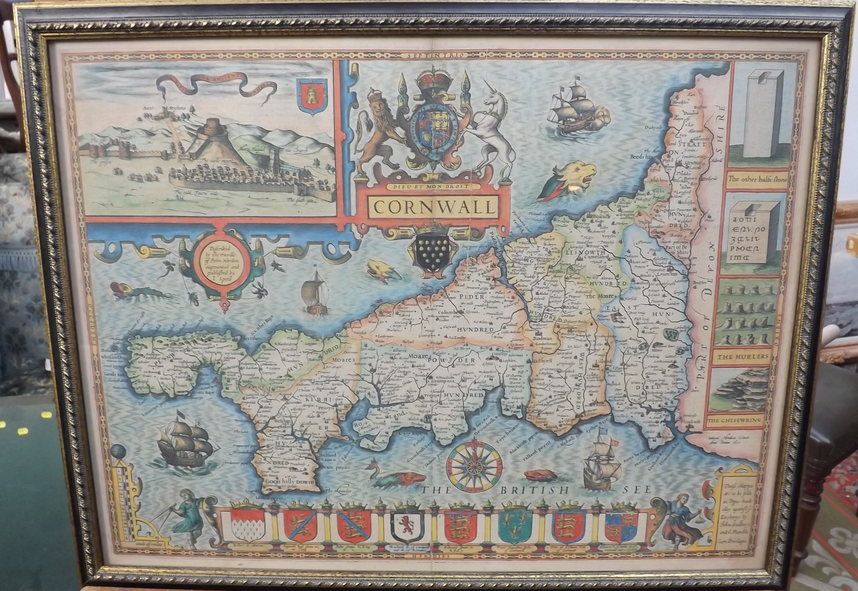 JOHN SPEED Map of Cornwall