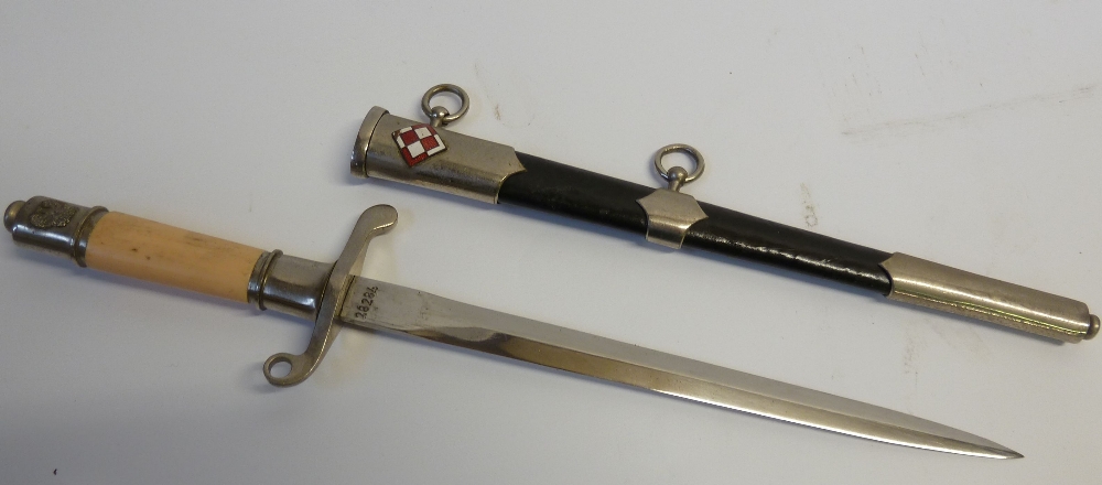 POST WWII POLISH AIR FORCE DAGGER with ivorine handle and red and metal ...