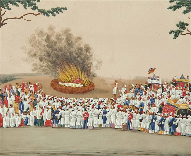 A SATI RITUAL SOUTH INDIA, EARLY 19TH CENTURY Opaque pigments on mica ...