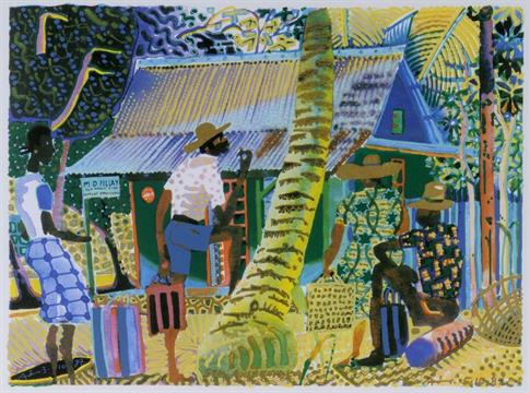 MICHAEL ADAMS (20TH CENTURY) A set of 4 silkscreen prints of Seychelles ...