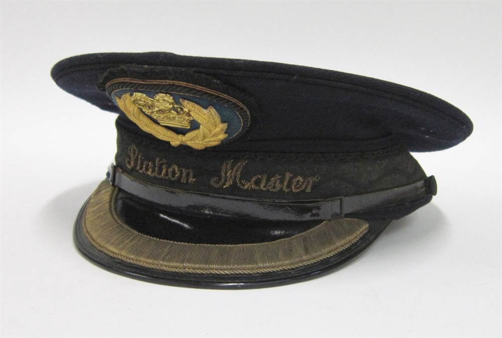 A BRITISH RAILWAYS STATION MASTER`S PEAKED CAP circa 1960, by J ...