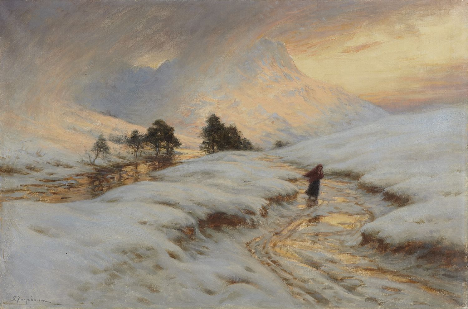 JOSEPH FARQUHARSON R.A (SCOTTISH 1846-1935) HOMEWARD BOUND Signed, oil ...