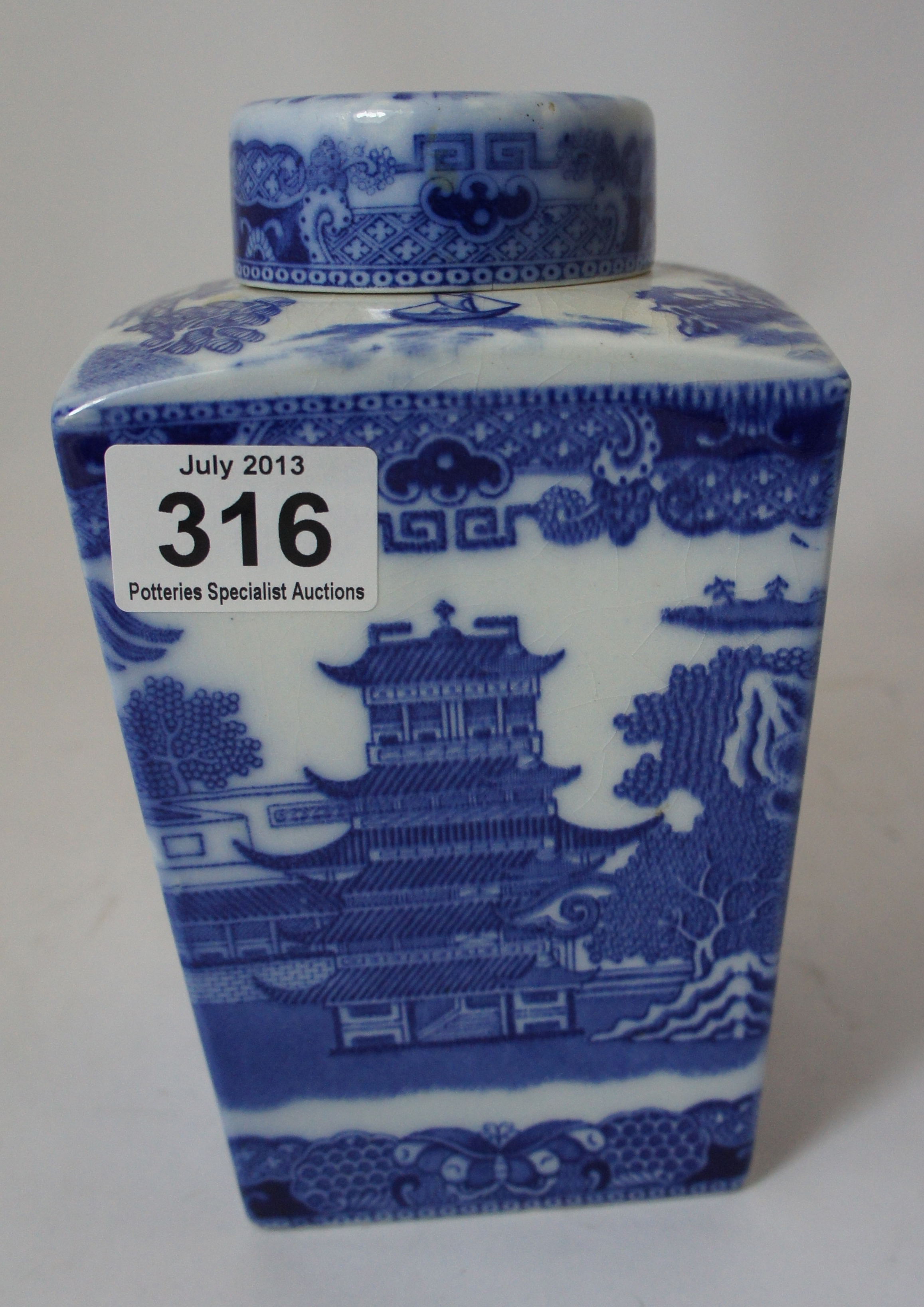 Mailings Ringtons Tea Caddy and Cover decorated in Blue and White ...