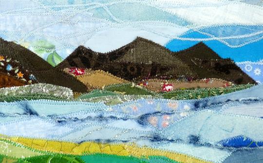JOSIE RUSSELL colourful textile landscape - The Rivals with artist’s ...
