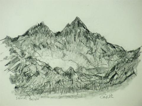 SEIRIOL DAVIES pencil drawing - Snowdonia landscape ‘Cnicht’, signed ...