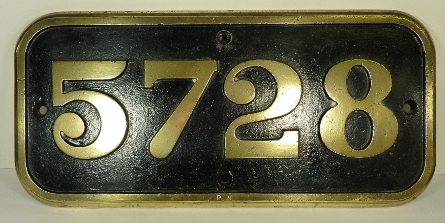 A GWR CABSIDE NUMBER PLATE for 57XX Class pannier tank locomotive 5728 ...