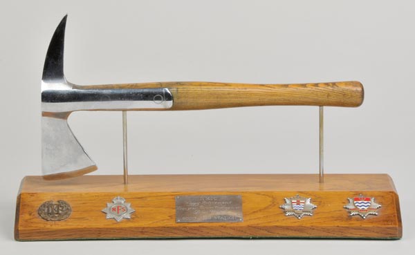 *Fire Service Axe. A presentation fire service axe c.1930, mounted on ...