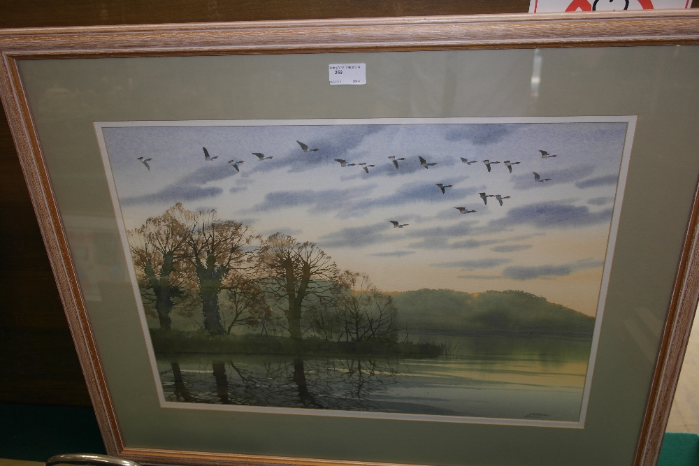 Douglas Haddow (20th century): Birds in flight over a river ...