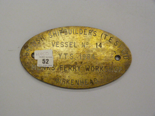 Brass Ships Name Plate