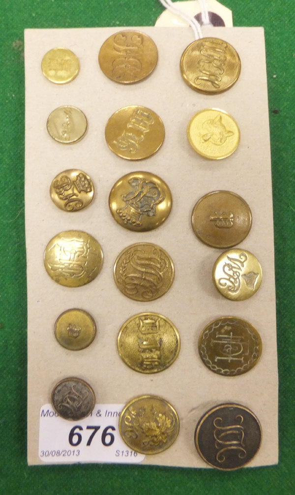 A quantity of various brass hunt buttons to include West Kent, Aber ...
