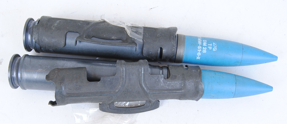 2 x 27mm Mauser (R A F Tornado) inert cannon shells with links