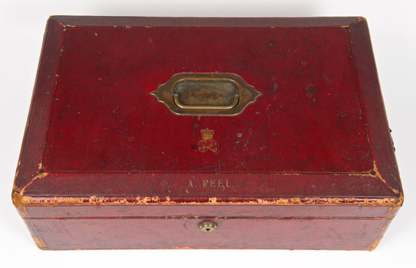 Fine Victorian Government red leather dispatch box, by Wickwar & Co ...