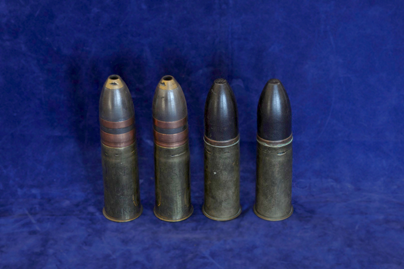 Four Inert World War I German 37mm “Pom Pom” shells, two engraved with ...