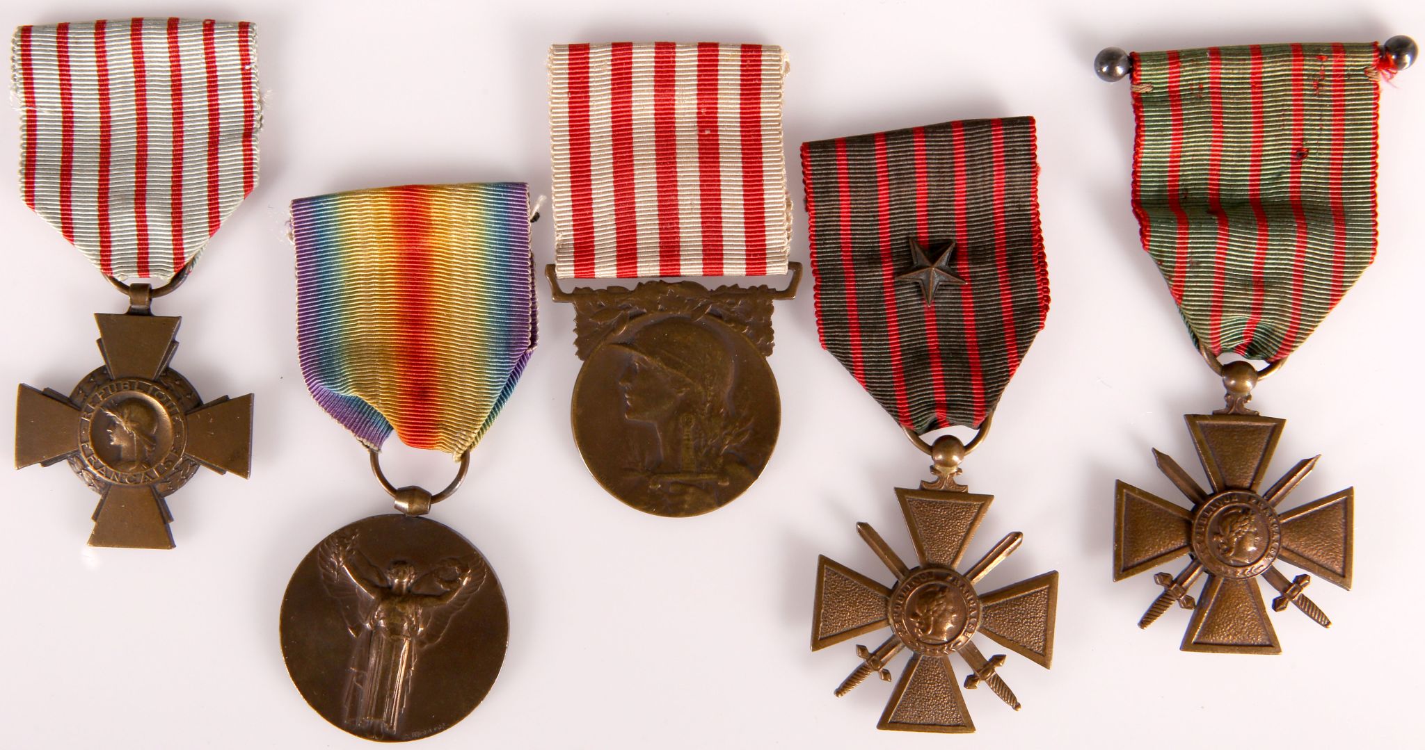 French WW1 medals; Combatant`s Cross (Croix du Combattant), Victory ...