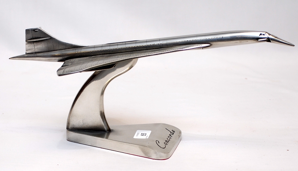 METAL MODEL (COMPULSION GALLERY) SCULPTURE CONCORDE, LENGTH OVERALL 43CM0
