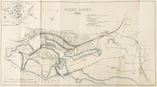 Barry Docks & Railways. - Description of Undertaking, large folding map ...