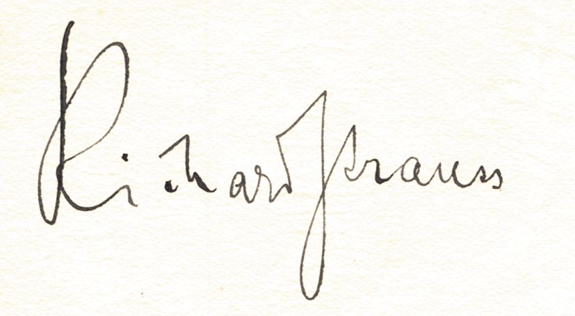 ANS A clipped signature in black ink on paper by Richard Strauss ANS A ...